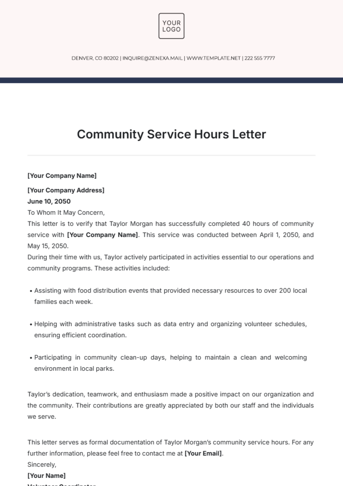 Volunteer Work Confirmation Letter Template Word Infoupdate Volunteer Work Confirmation Letter Template Word Infoupdate