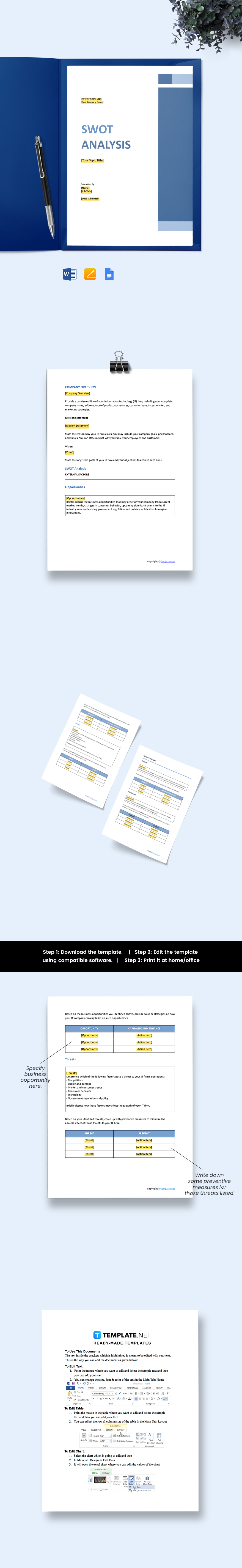 Free Editable SWOT Analysis Template - Google Docs, Word, Apple Pages ...