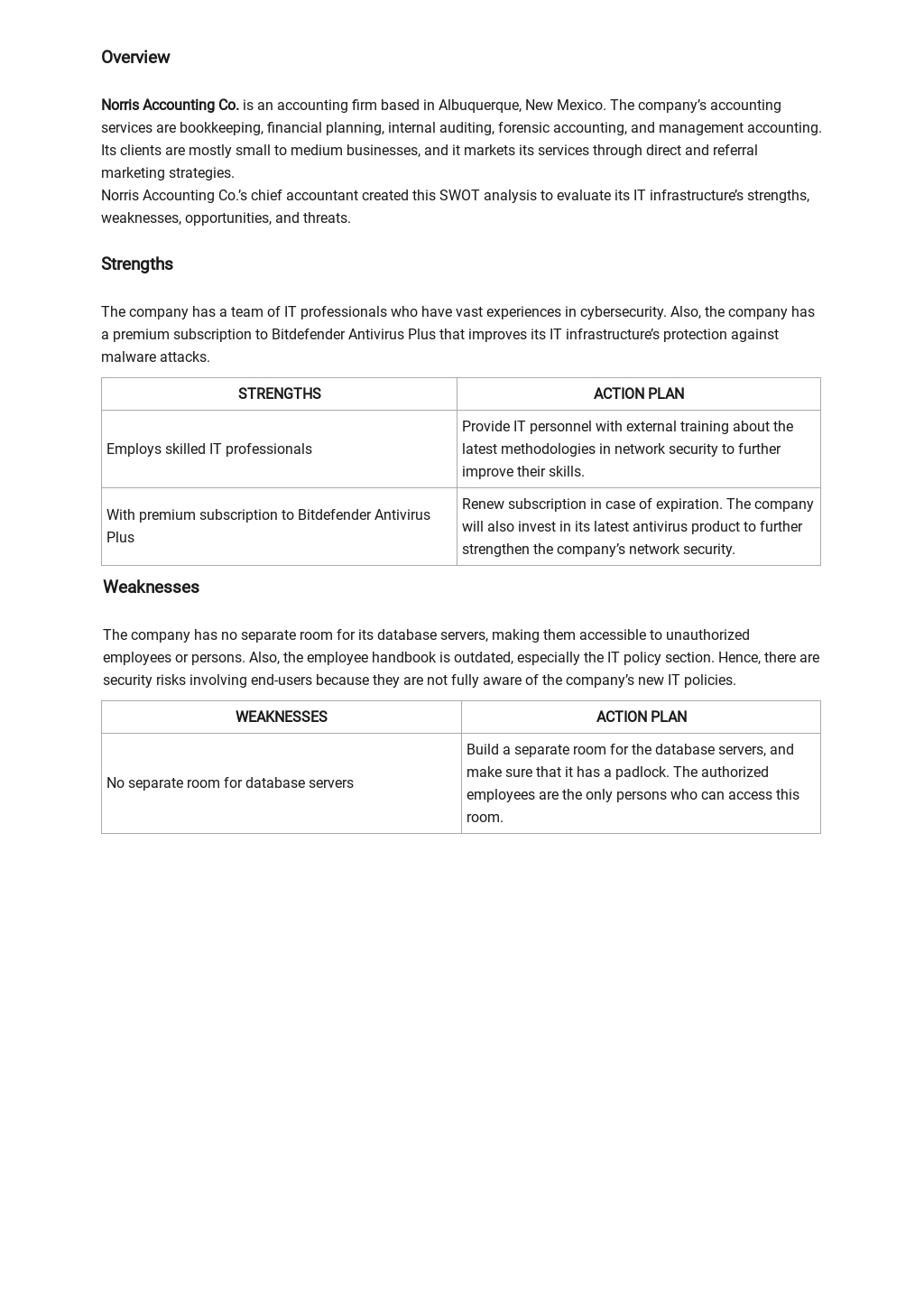 Sample IT SWOT Analysis Template [Free PDF] - Word | Apple Pages ...