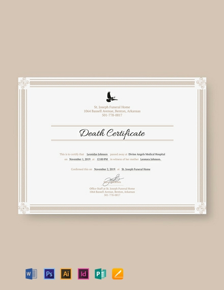 9+ Death Certificate Template – Free Sample, Example Format Download!