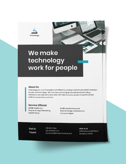 Free Modern IT Flyer Template - Illustrator, InDesign, Word, Apple ...