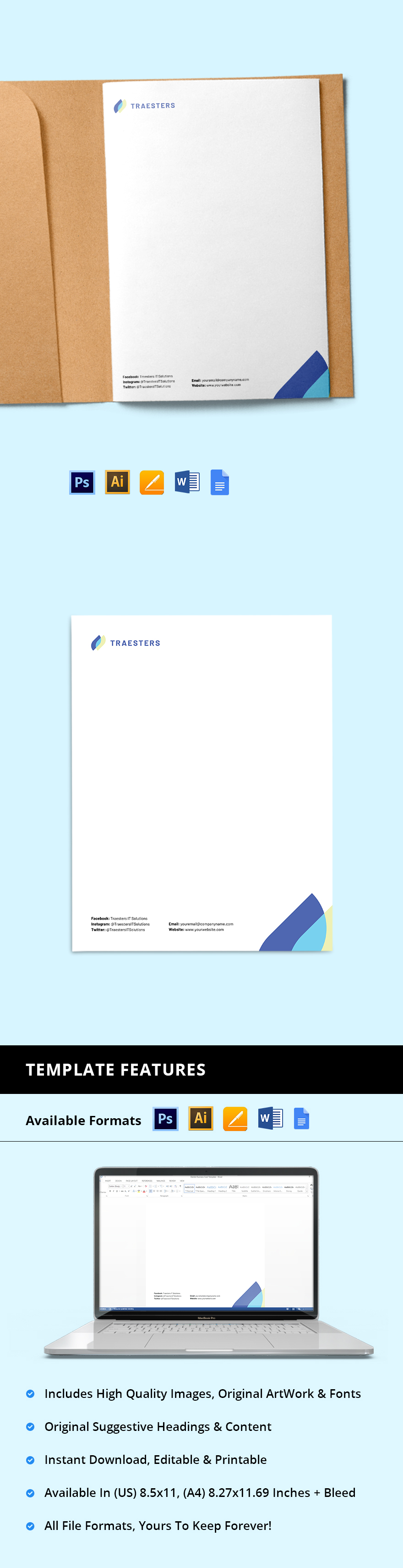 Free Modern IT Stationery Template - Google Docs, Illustrator, Word ...