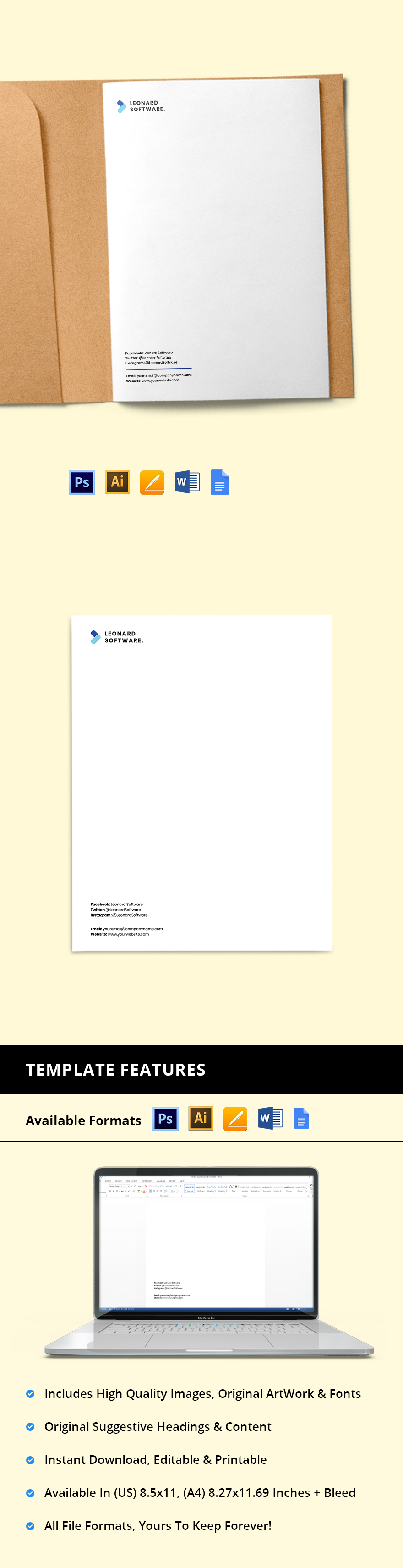 Free Modern IT Stationery Template - Google Docs, Illustrator, Word ...