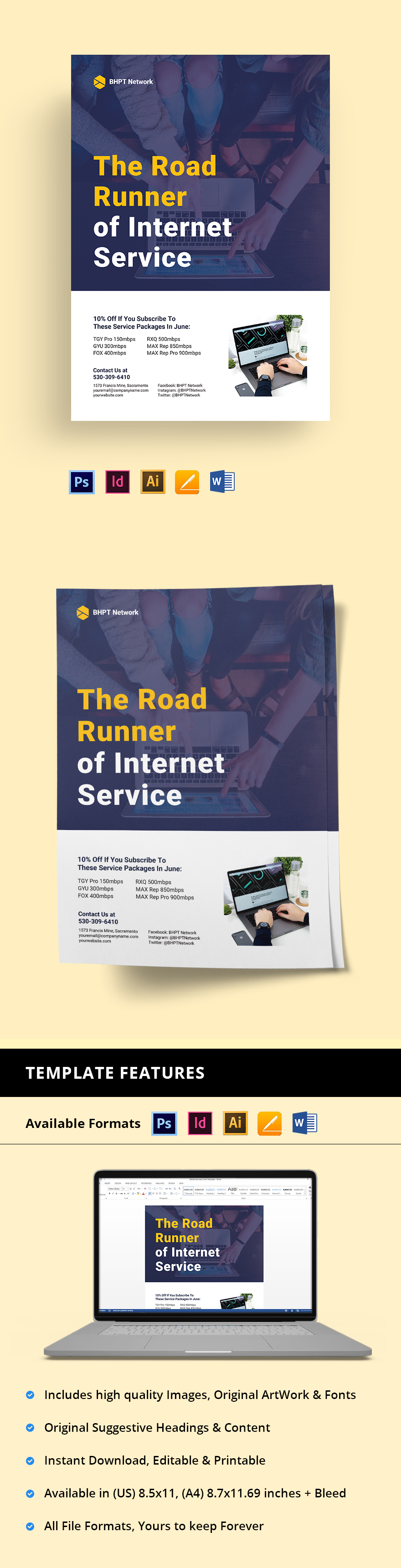 ISP Internet Service Flyer Template - Illustrator, InDesign, Word ...