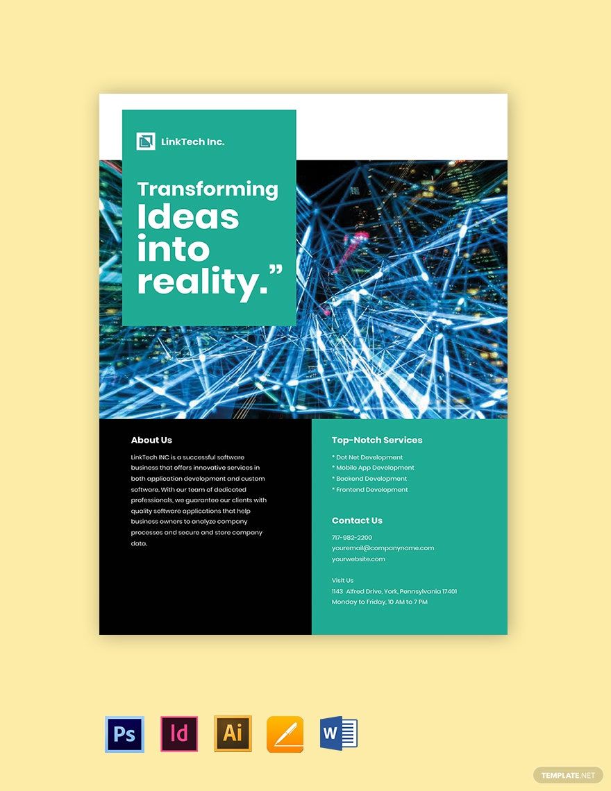 Creative Software Company Flyer Template - Illustrator, InDesign, Word ...