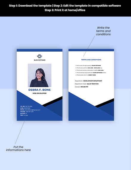 Sample Software Company ID Card Template - Google Docs, Illustrator ...