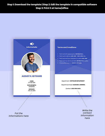 Sample IT Company ID Card Template - Google Docs, Illustrator, Word ...