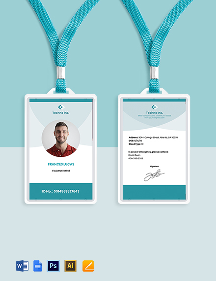Elegant IT ID Card Template - Google Docs, Illustrator, Word, Apple ...