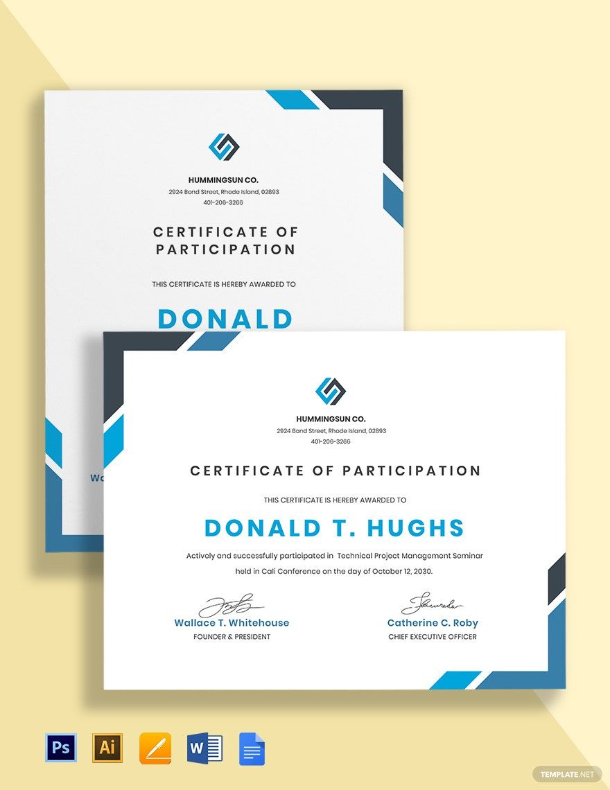 Free IT Participation Certificate Template Download In Word Google 