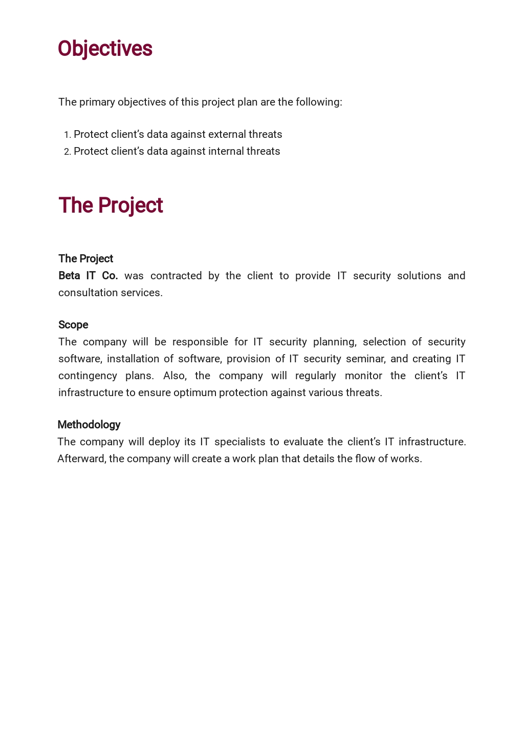 Sample IT Service Plan Template [Free PDF] - Word | Apple Pages ...