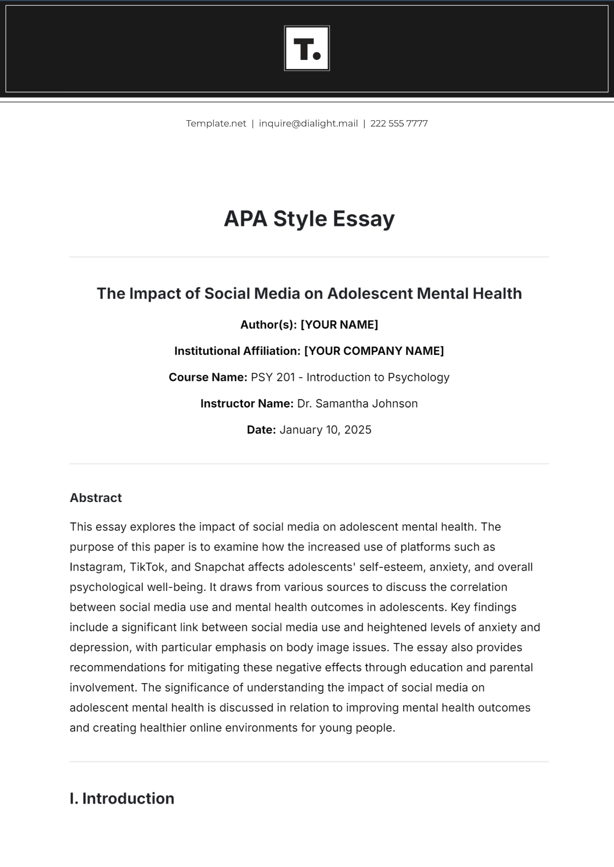 Free APA Templates To Edit Online Print