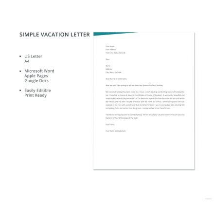 Vacation Request Letter Template: Download 700+ Letters in Word, Pages, Google Docs | Template.net