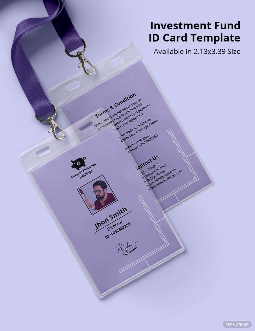 Free Investment Fund ID Card Template Download In Word Illustrator 