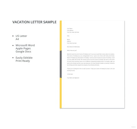 Vacation Request Letter Template: Download 700+ Letters in Word, Pages ...