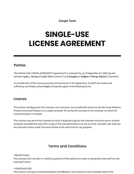 Worldwide License Agreement Template - Word (DOC) | Google Docs | Apple ...