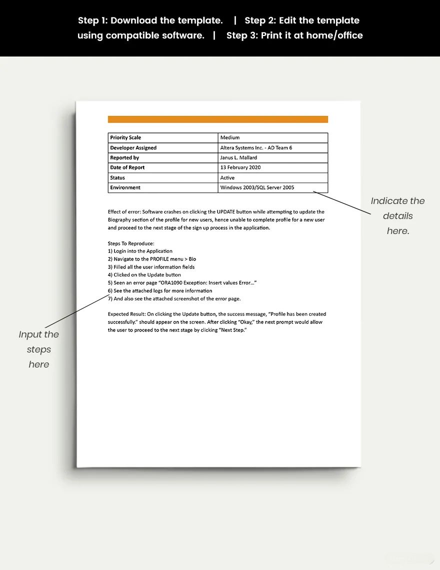 Free Bug Report Template - Download in Word, Google Docs, Apple Pages ...