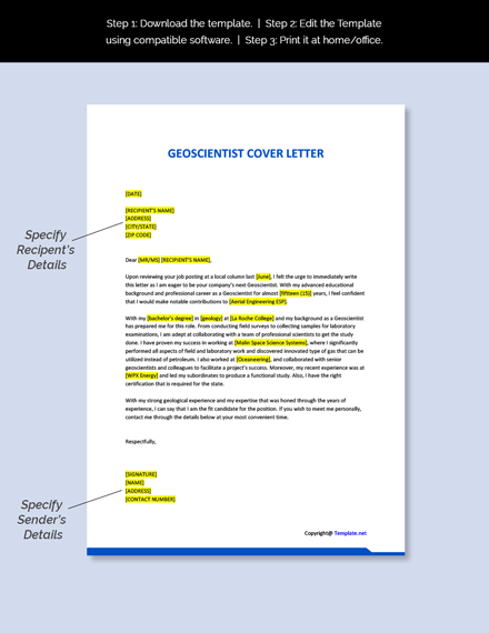 Free Geoscientist Cover Letter Template - Google Docs, Word | Template.net
