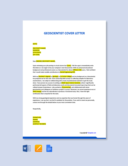 Free Geoscientist Cover Letter Template - Google Docs, Word | Template.net