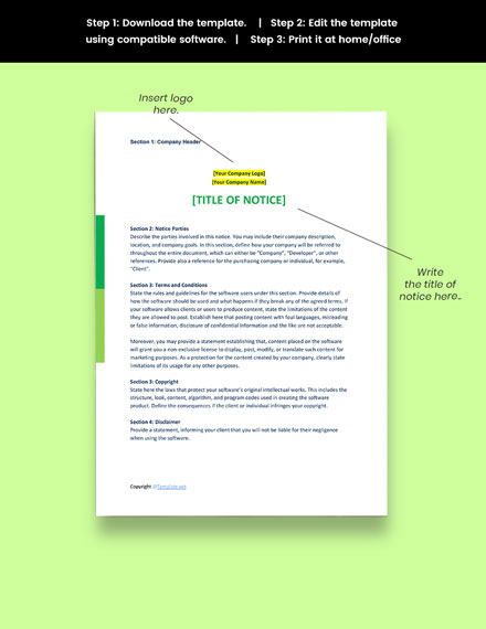 FREE Simple Software Notice - Word | Google Docs | Apple (MAC) Pages