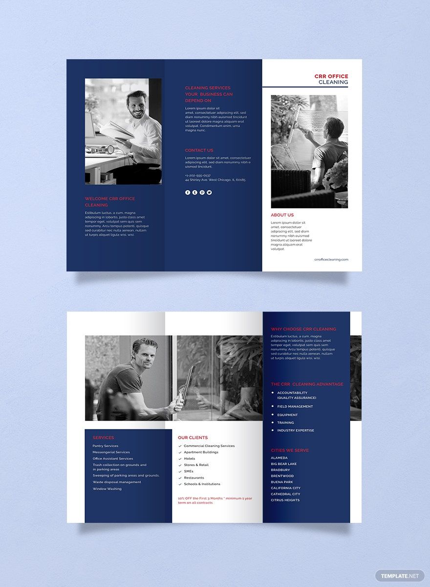 Office Cleaning Brochure Template Illustrator InDesign Word Apple 