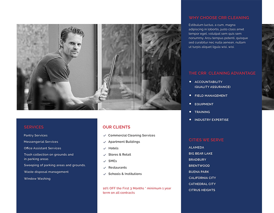 Office Cleaning Brochure Template Illustrator InDesign Word Apple 