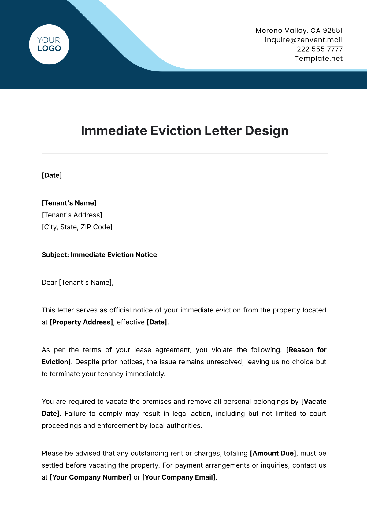 Free Eviction Letter Templates Editable And Printable