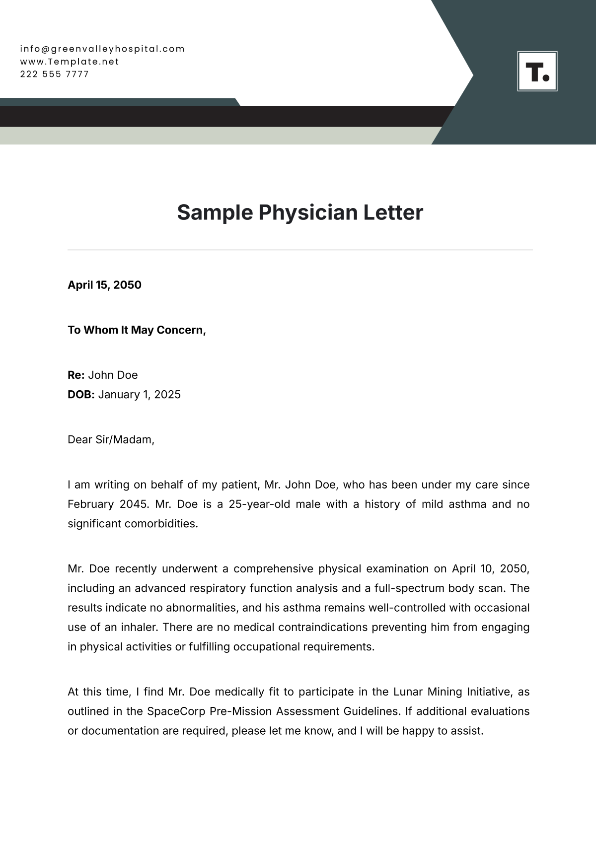 Free Eye Doctor Letter Template To Edit Online