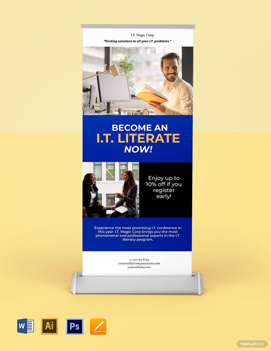 IT Conference Roll Up Banner Template Download In Word PDF 