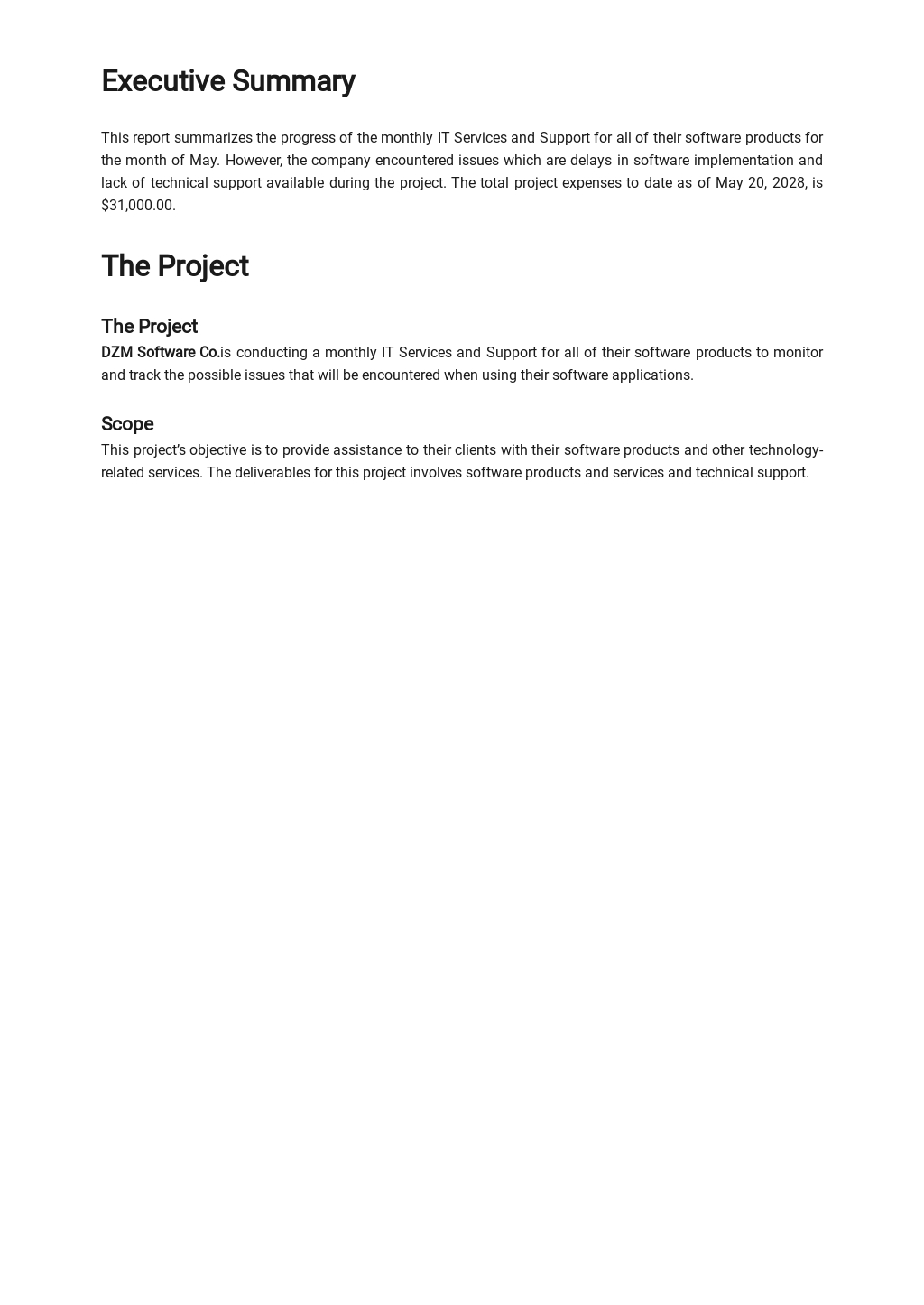 Monthly IT Service Report Template [Free PDF] - Word (DOC) | Apple (MAC ...