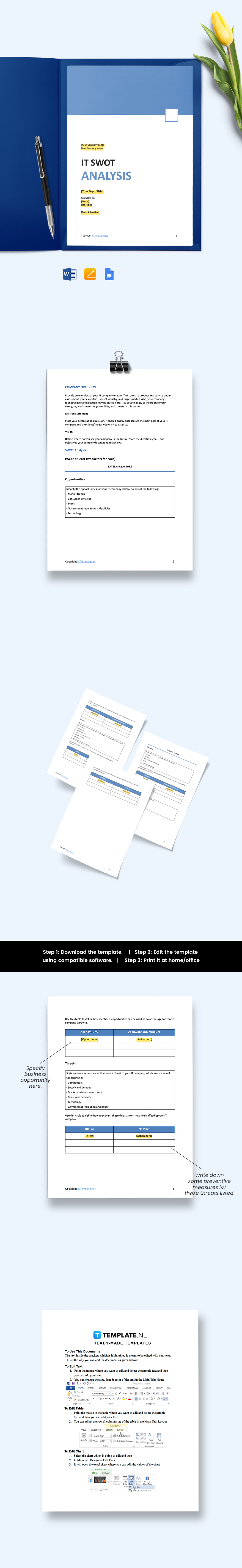 Minimal IT Swot Analysis Template - Google Docs, Word, Apple Pages ...