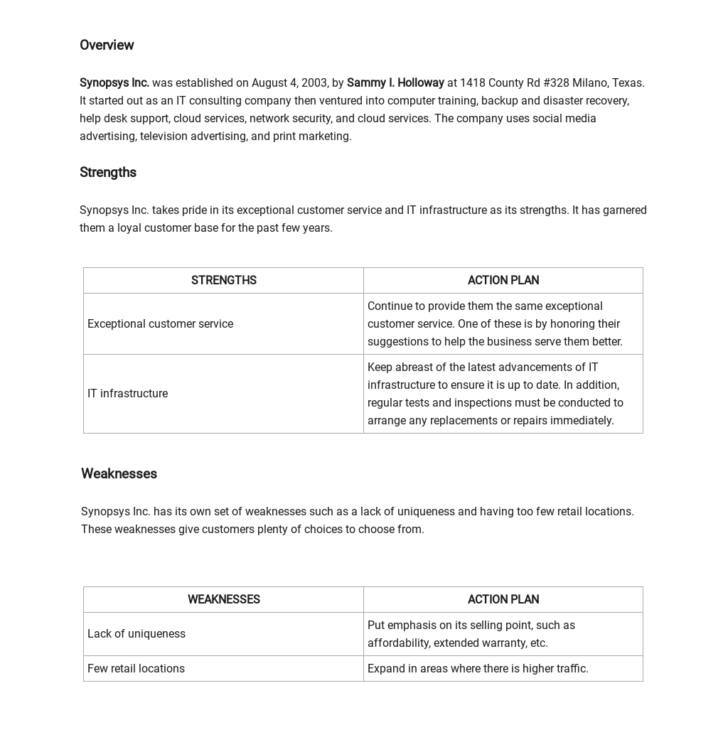 FREE General IT Swot Analysis Template - Word (DOC) | Apple (MAC) Pages ...