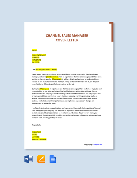 Free Agency Sales Manager Cover Letter Template - Google Docs, Word ...