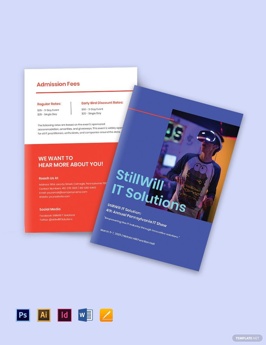 Bi Fold IT Show Brochure Template In Word Pages Illustrator InDesign 