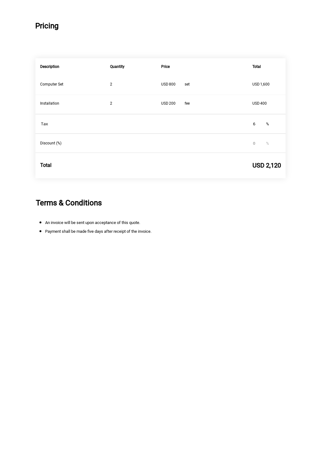 Simple IT Quotation Template [Free PDF] - Google Docs, Google Sheets ...