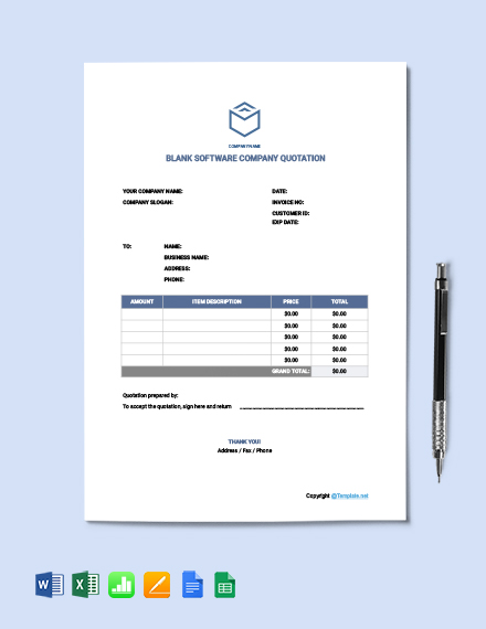 Blank Construction Quotation Template - Google Docs, Google Sheets ...