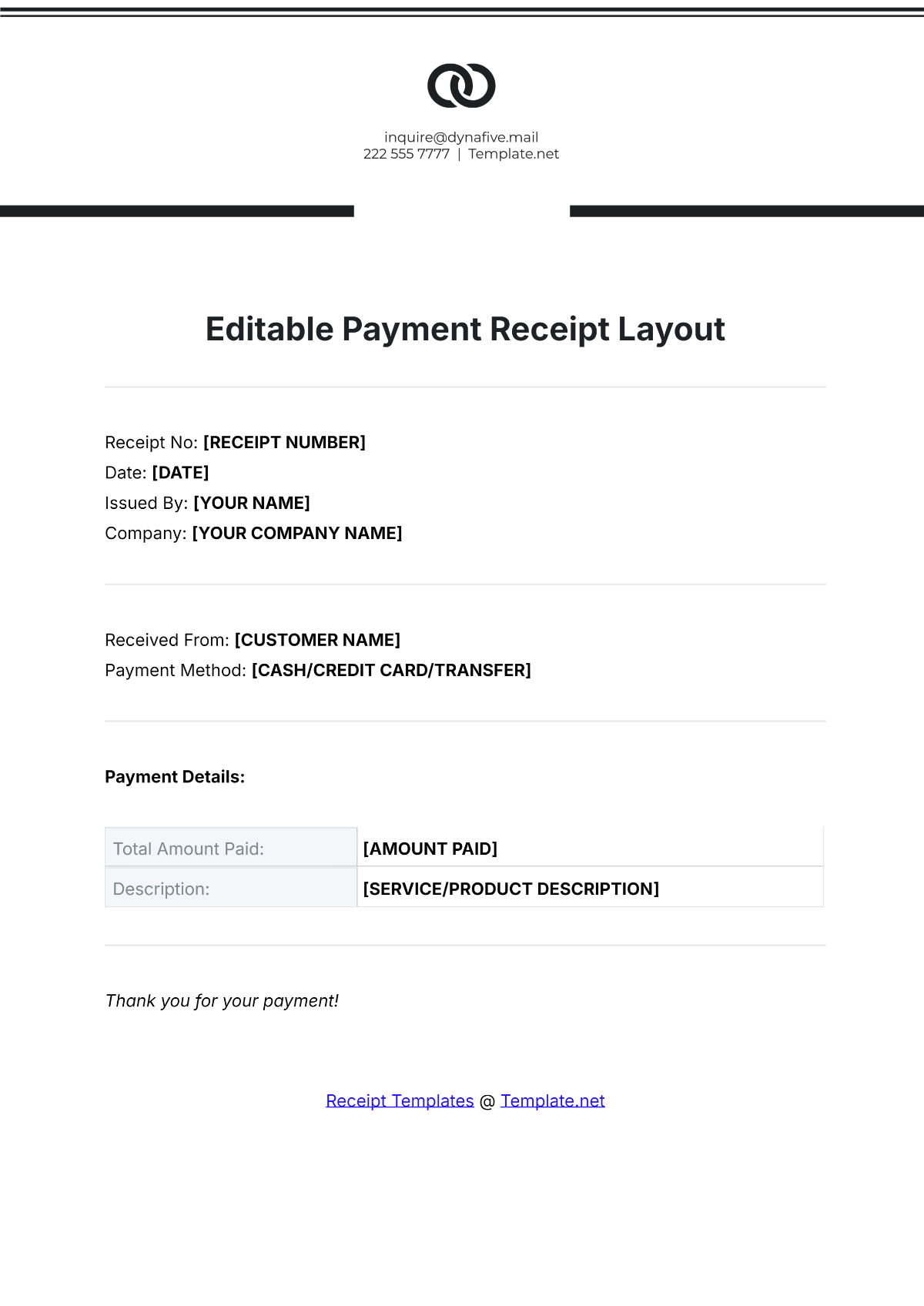 Free Payment Receipt Templates Editable And Printable Free Payment Receipt Templates Editable And Printable