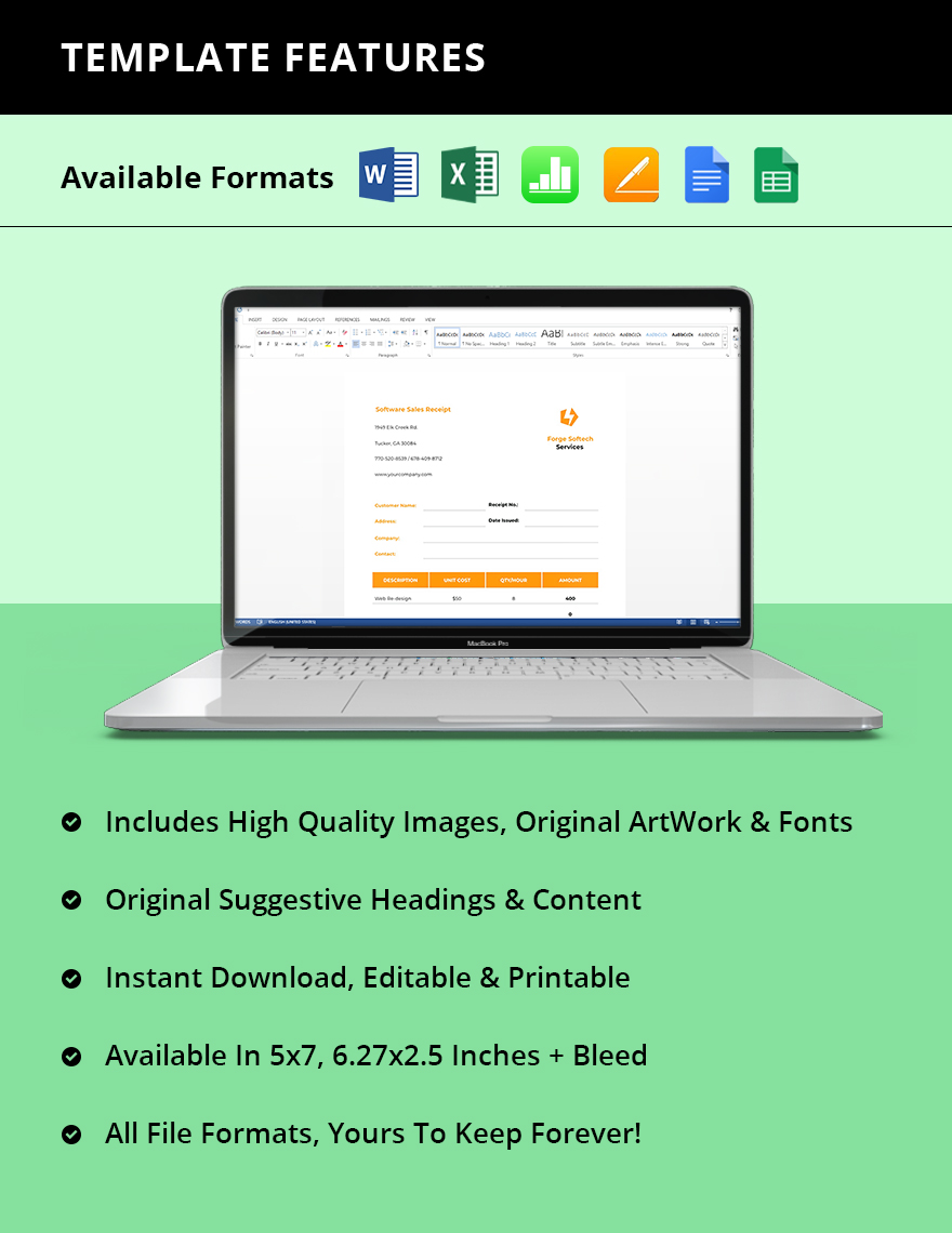 Software Sales Receipt Template - Google Docs, Google Sheets, Excel ...