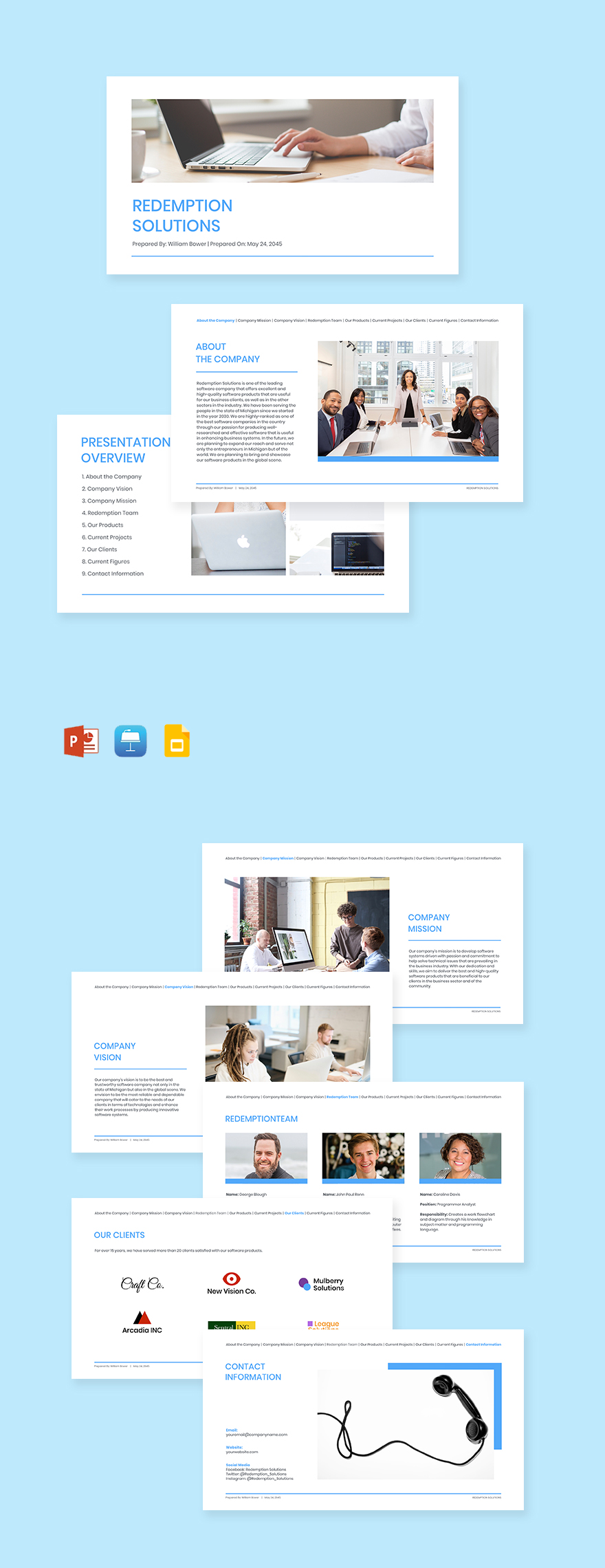 Free Modern Software Company Profile Template - Google Slides ...