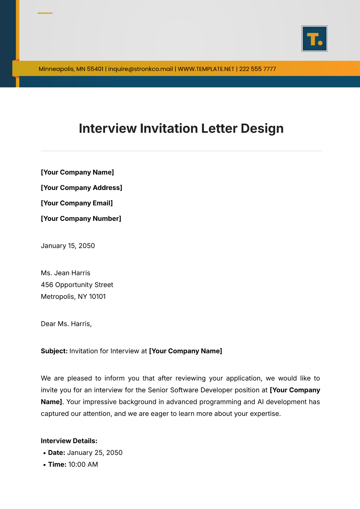 Interview Invitation Email Sle Letter Sle Letter Sle Infoupdate