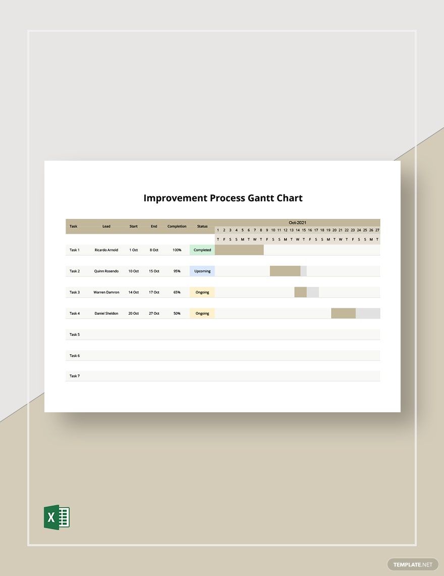 Free Sample Process Gantt Chart Template - Excel | Template.net