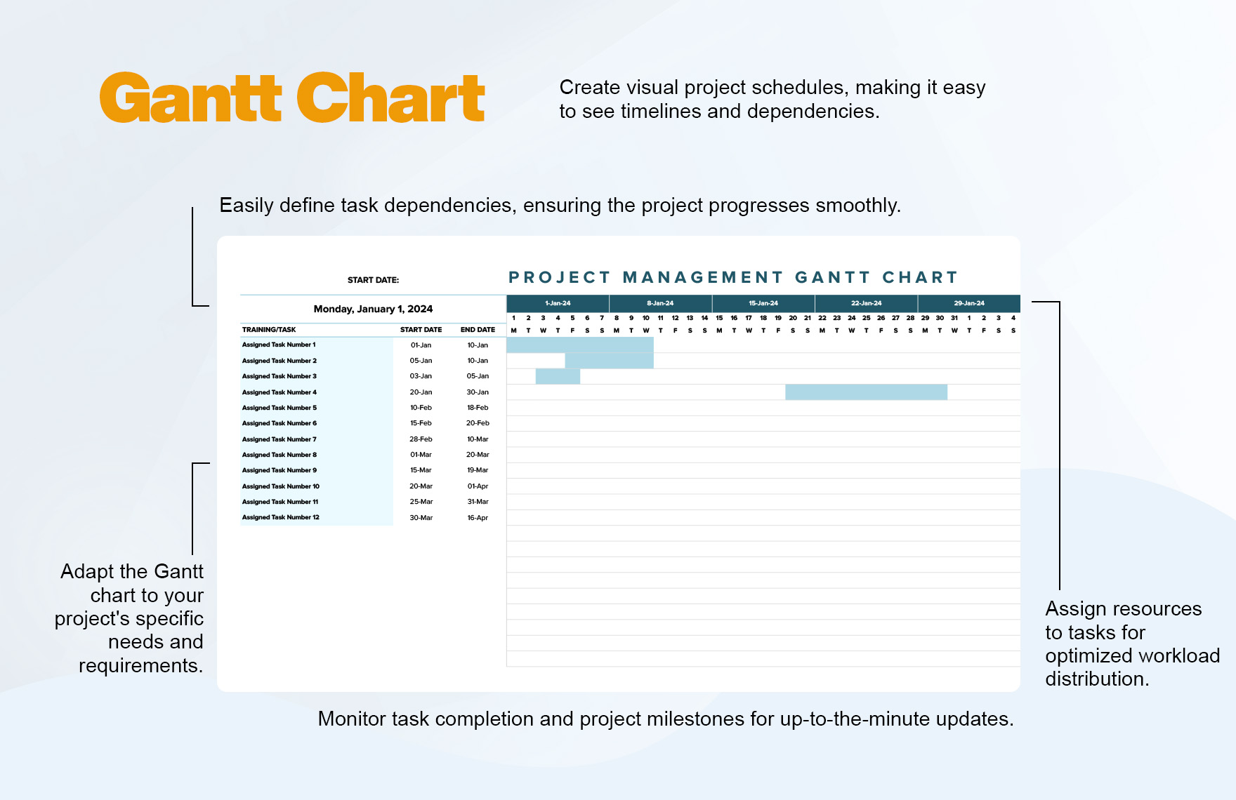 Project Management Gantt Chart Template - Download in Excel, Google ...