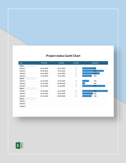 Project Status Report Gantt Chart Template - Download in Excel ...