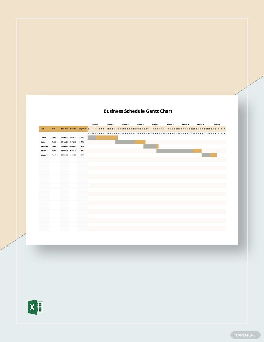 Business Schedule Gantt Chart Template Excel Template