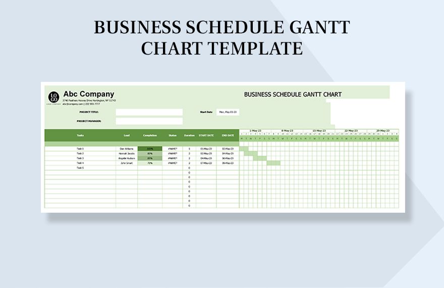 Free Business Schedule Gantt Chart Template - Google Sheets, Excel ...