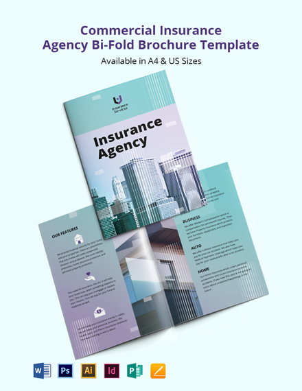 Commercial Insurance Agency Bi-Fold Brochure Template