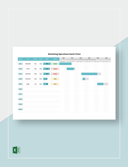 FREE Sample Marketing Gantt Chart Template - Excel