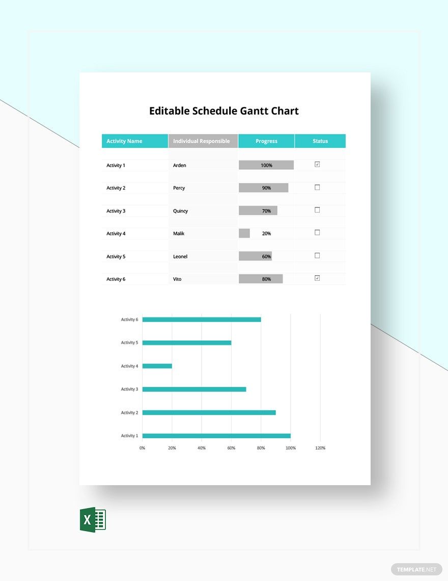Editable Schedule Gantt Chart Template Excel Template