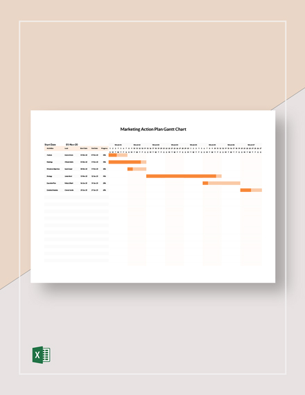 12 Month Marketing Gantt Chart Template - Download in Excel | Template.net