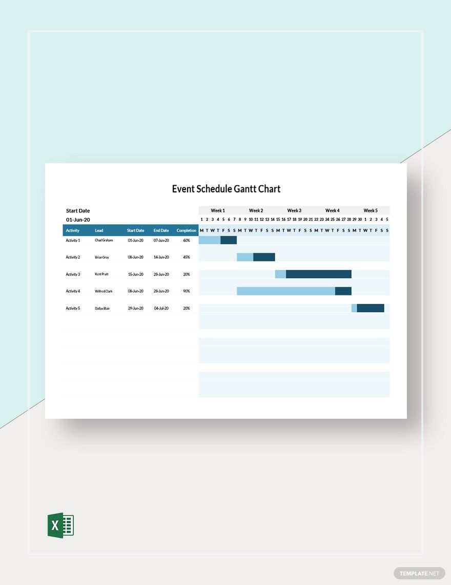 Sports Event Gantt Chart Template Excel Template