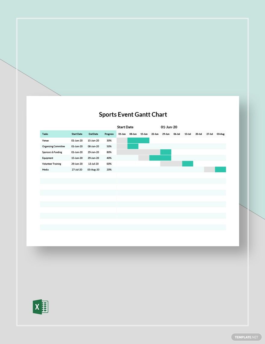 Sports Event Gantt Chart Template Excel Template